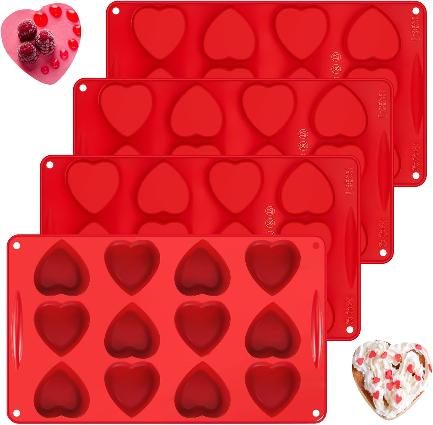 Amazon.com: Reallnaive 4 Pcs Silicone Heart Shaped Muffin Pan Mini ...