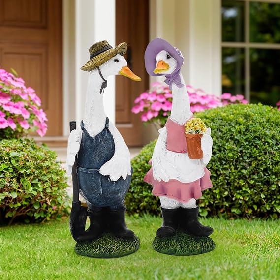 Amazon.com : Juliahestia Porch Goose Statue Outfits Large Garden ...