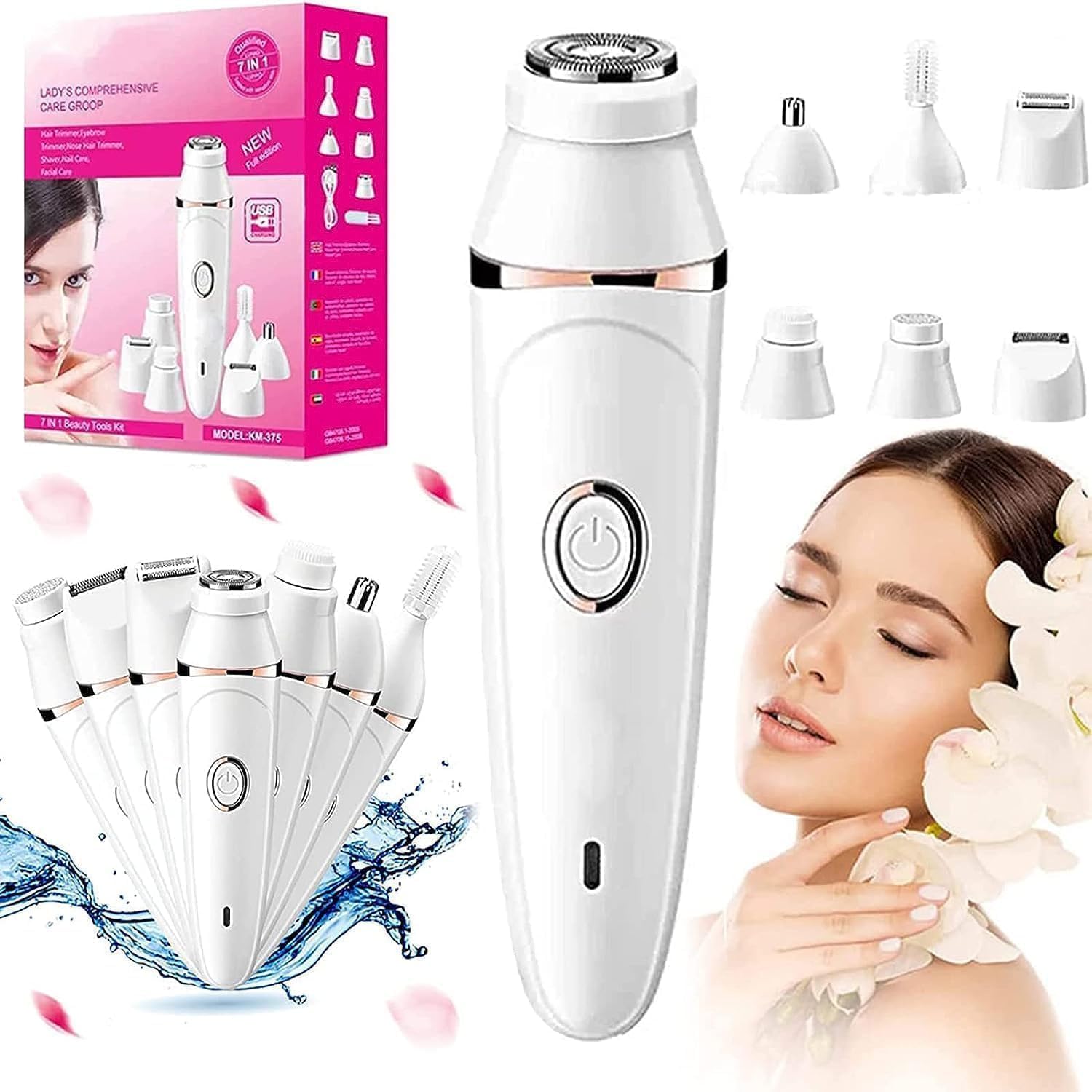 Pluxy Epil Pro 3.0 Women's 7 in 1 Rechargeable Epilating Cleansing ...