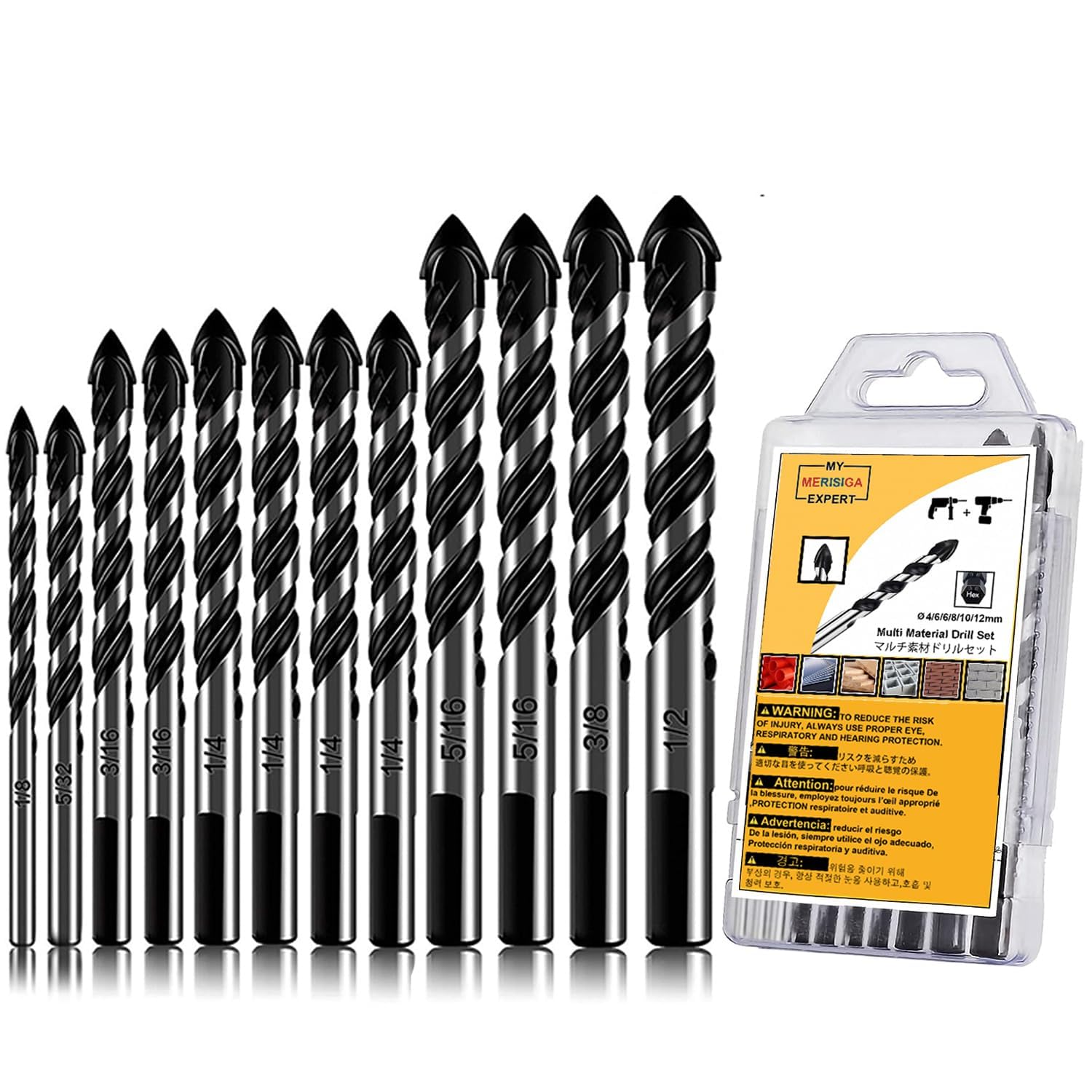 Amazon.com: Merisiga 12-Piece Masonry Drill Bit Set for Concrete, Tile ...