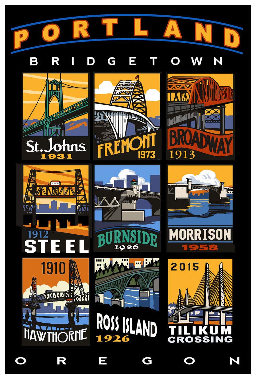 Amazon.com: Bridges of Portland, Oregon Giclee Art Print Poster from ...