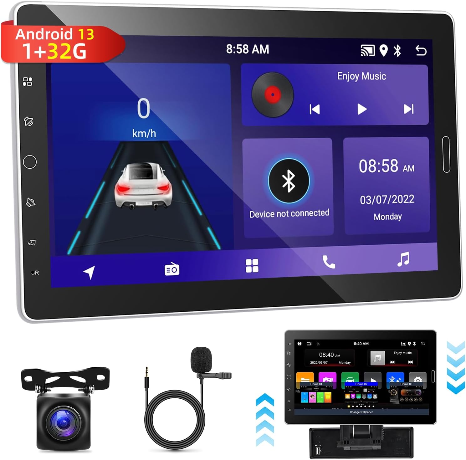 Amazon.com: [1G+32G] 10.1 inch Android 13 Single Din Car Stereo with ...