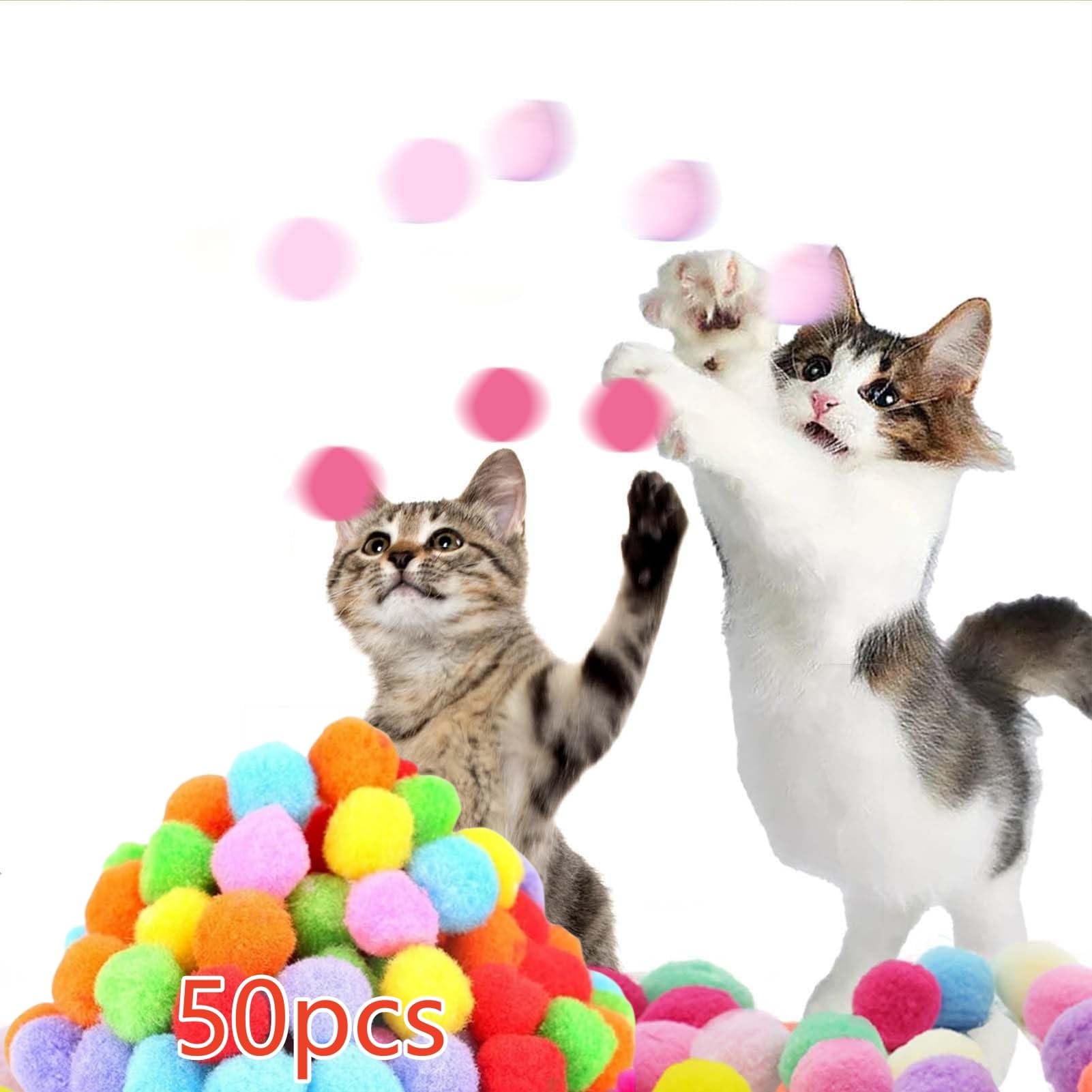 Amazon.com : Jacsoii Cat Toy Balls, 50PCS 1.2Inch Cat Pompom Ball ...