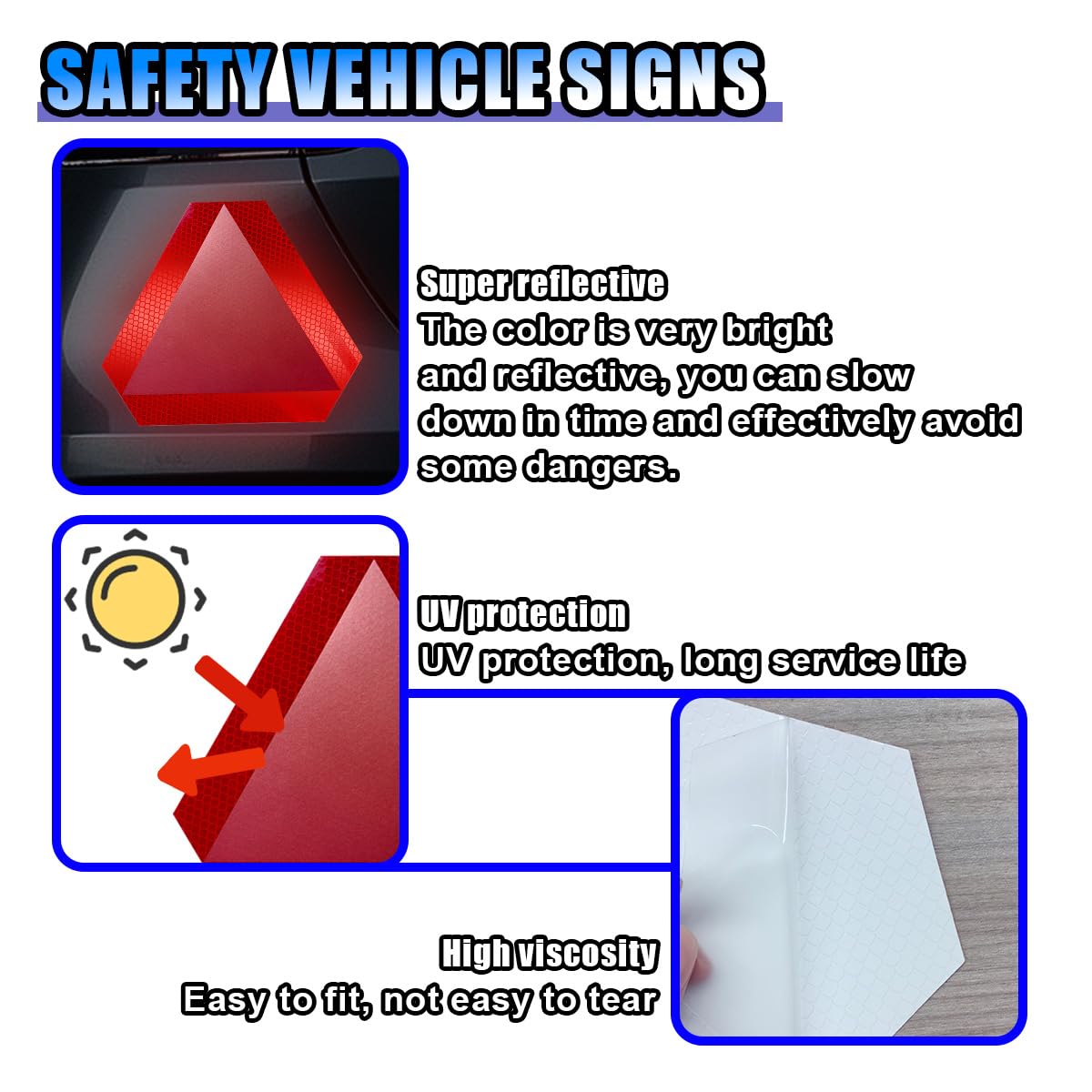 Snapklik.com : 4PCS Slow Moving Vehicle Triangle Sign, 7" X 8 ...