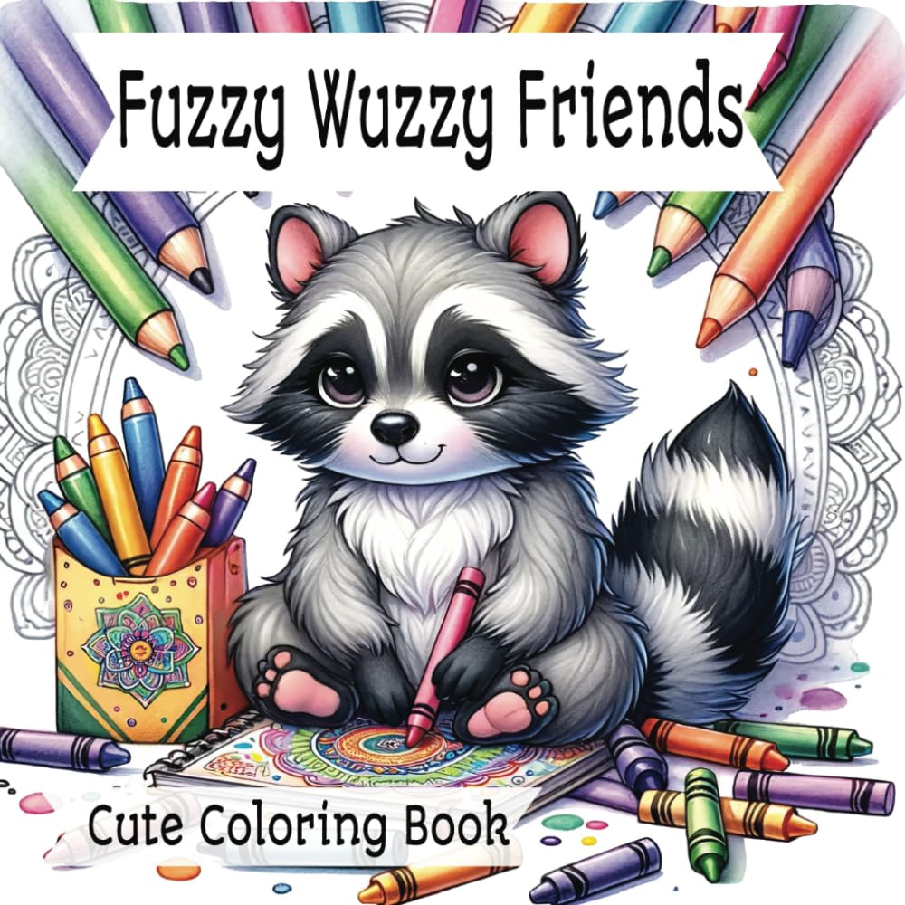 Fuzzy Wuzzy Friends: Cute Coloring Book for Kids, Teens and Adults ...