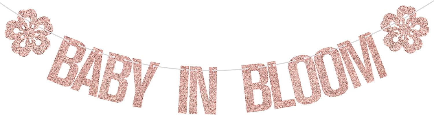 Amazon.com : Baby in Bloom Banner Rose Gold Glitter, Baby in Bloom Baby ...