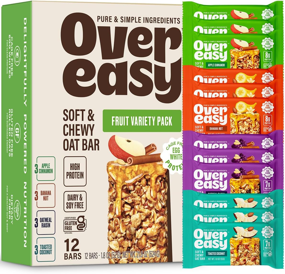 Amazon.com: OVER EASY Soft and Chewy Breakfast Protein Bars, Made with ...