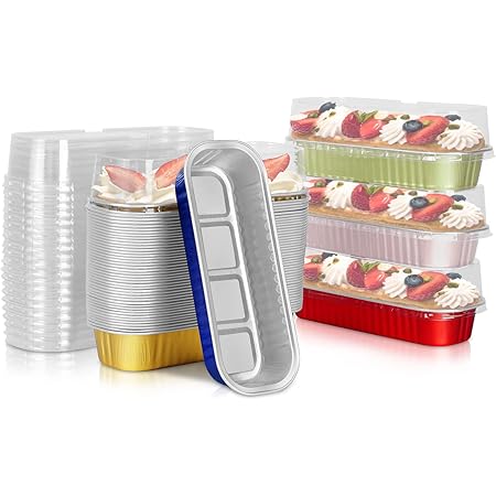 JOYKLE Mini Cake Pans with Lids,Mini Loaf Baking Pans,Aluminum Foil ...