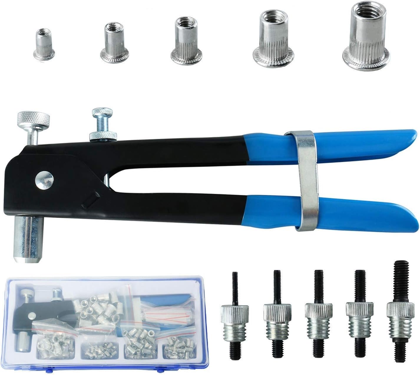 YaeTool 151pcs Blind Rivet Nut Kit Set Riveter Tool Heavy Duty Hand ...