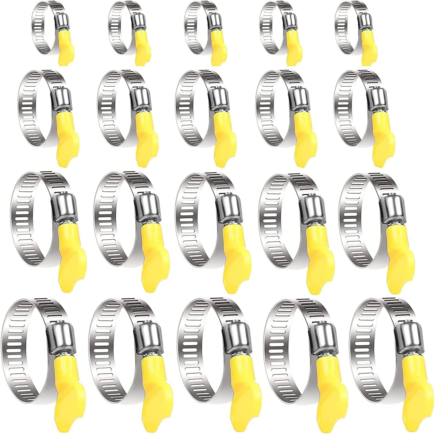 20 Pcs Hose Clips Set, Adjustable10-38mm Range Hose Clamps 304 ...