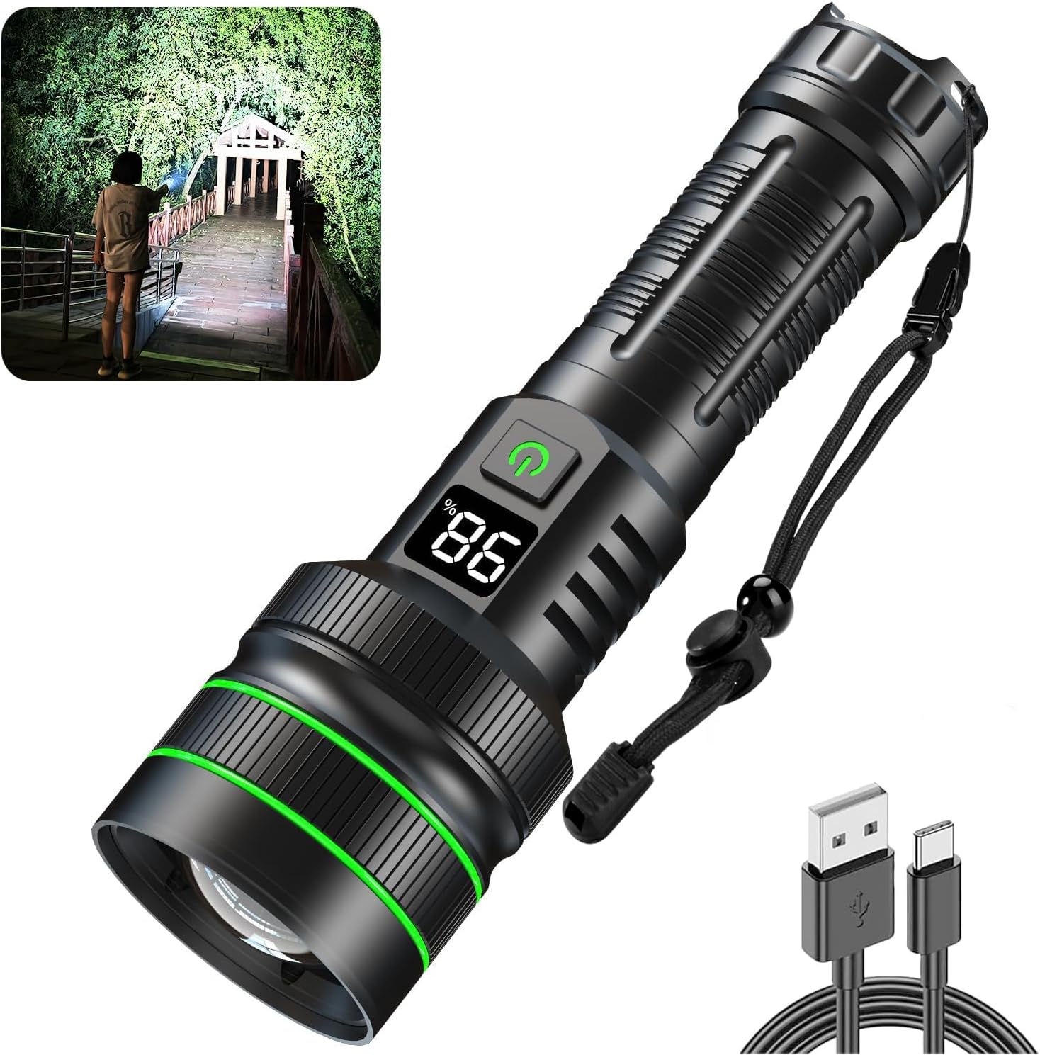 ASORT LED Flashlight High Lumens Handheld Flashlights - Rechargeable ...
