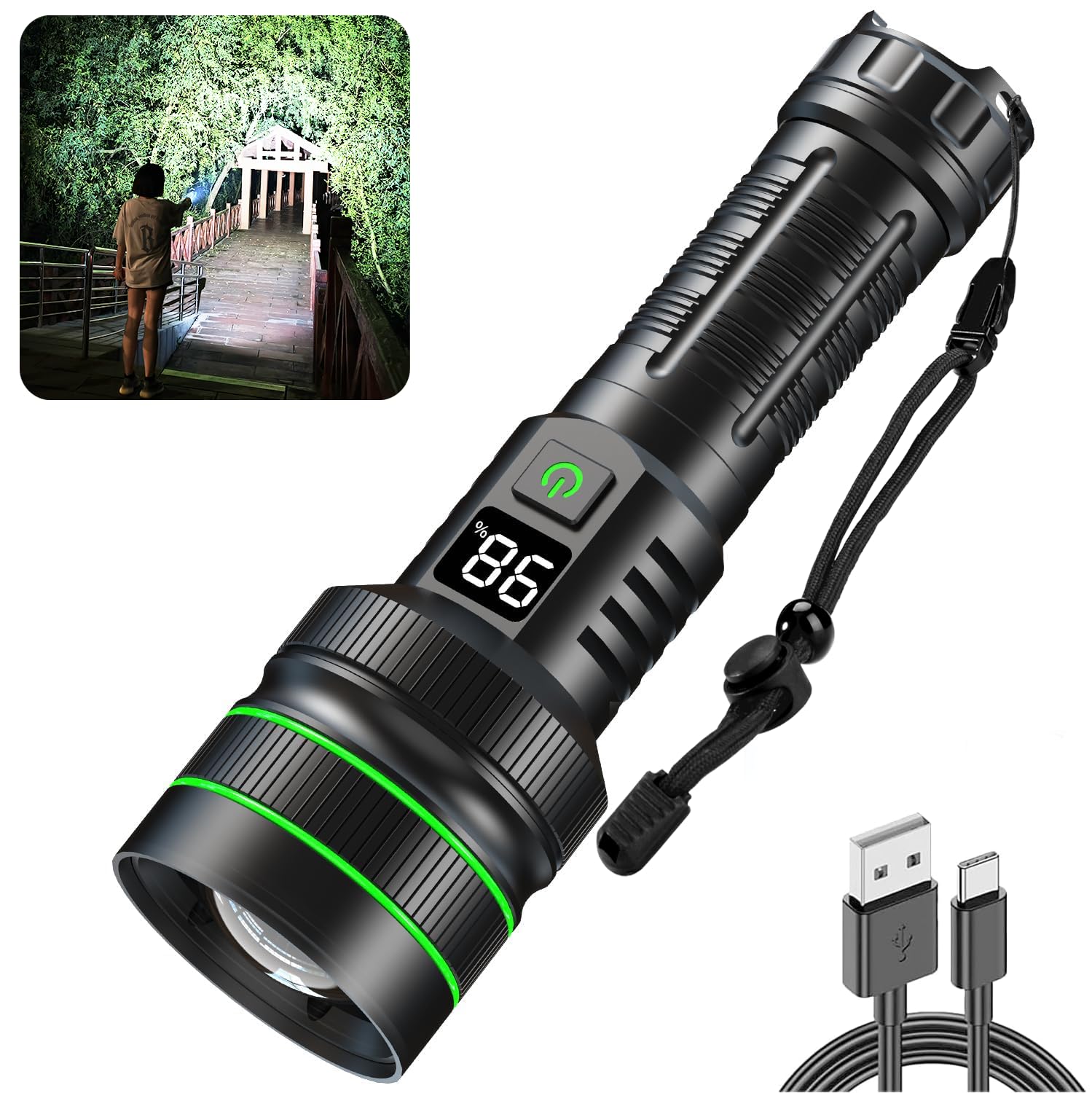 ASORT LED Flashlight,High Lumens Handheld Flashlights,Rechargeable ...