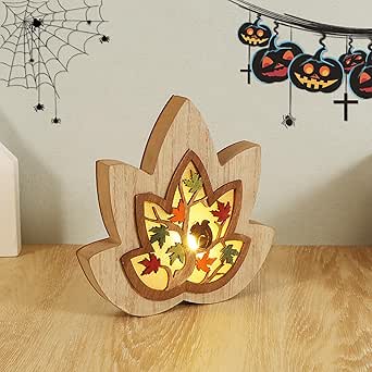 RevpoltIQ Table Maple Leaf Light, Maple Leaf Wooden Lamp, Halloween ...
