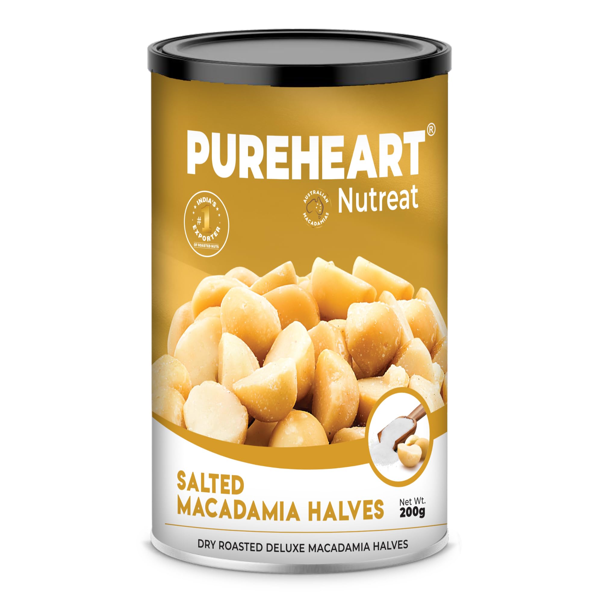 Pureheart Salted Macadamia Halves (200 gm) Premium Roasted Australian ...