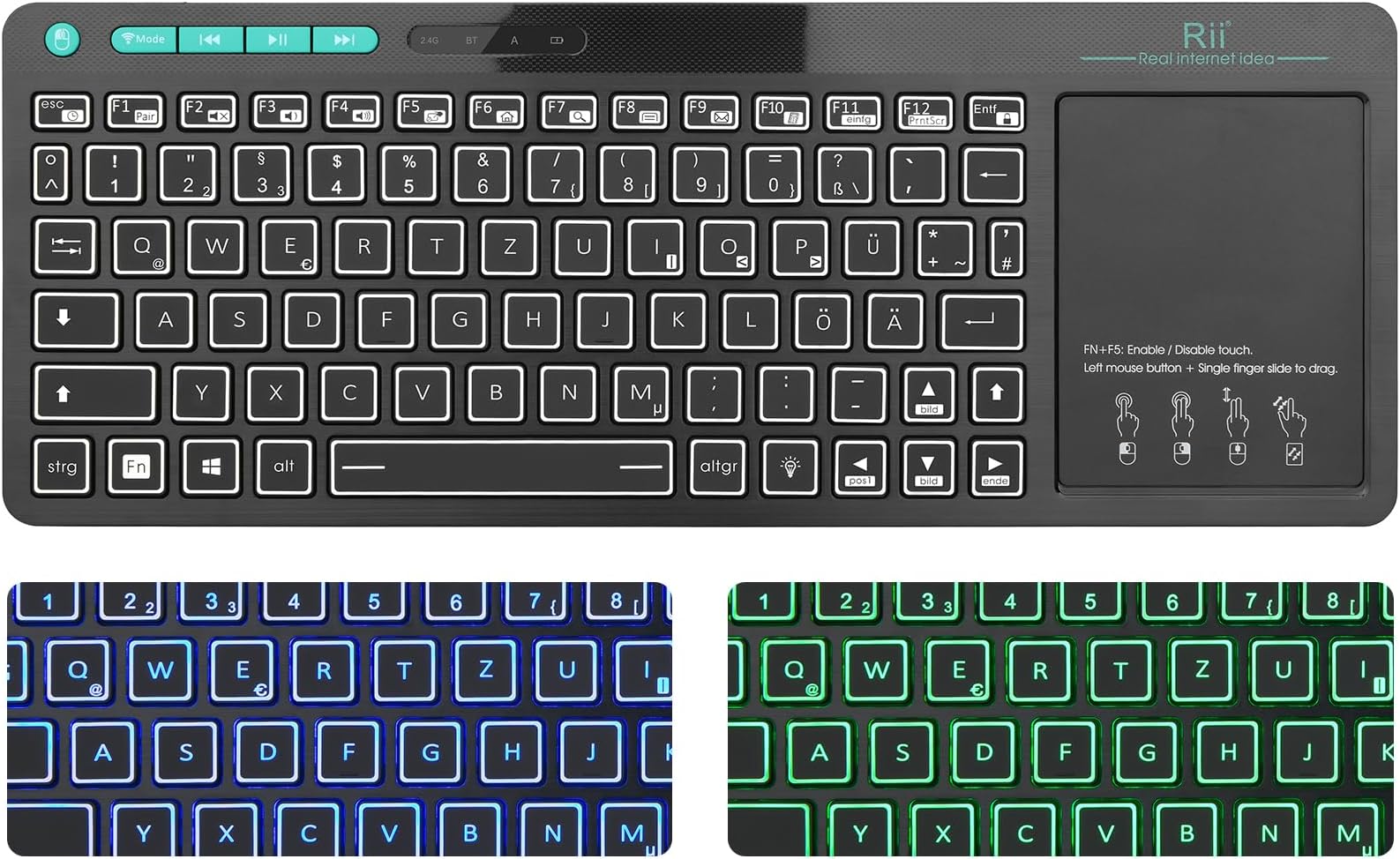 CSL-Computer CSL - Bluetooth Slim Tastatur mit Touchpad - Multimedia ...