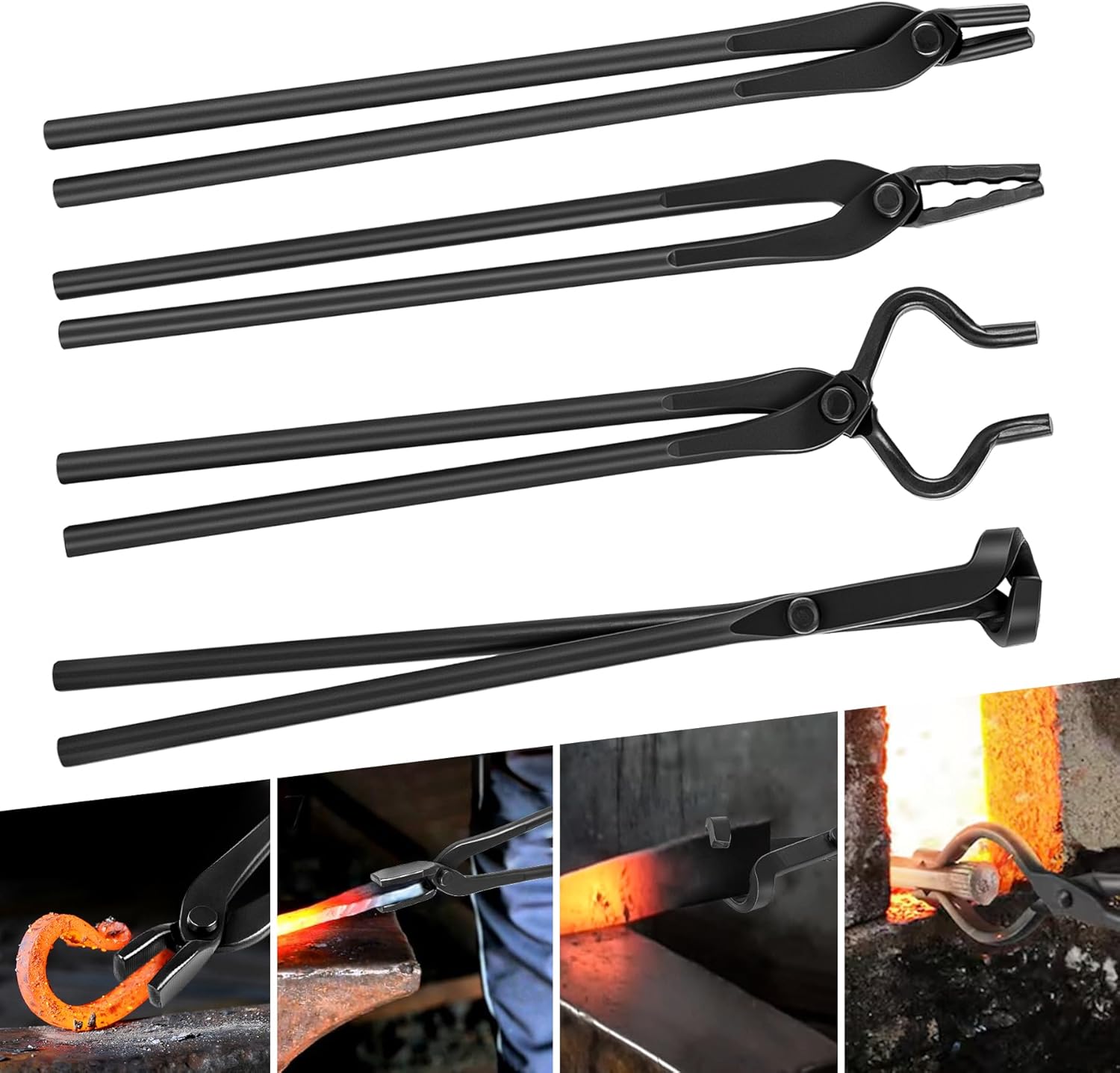 Amazon.com: V-SEK Blacksmith Tongs Knife Making Tongs Set V-Bit Blade ...