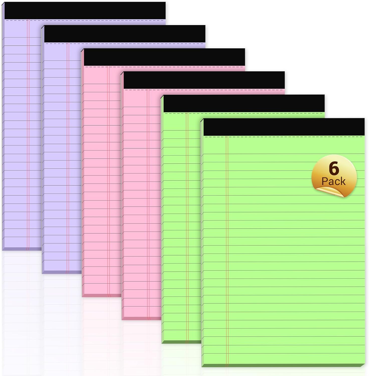 Amazon.com : Legal Pads 5x8 Inch, 6 Pack, Narrow Ruled, 5x8 Colored ...
