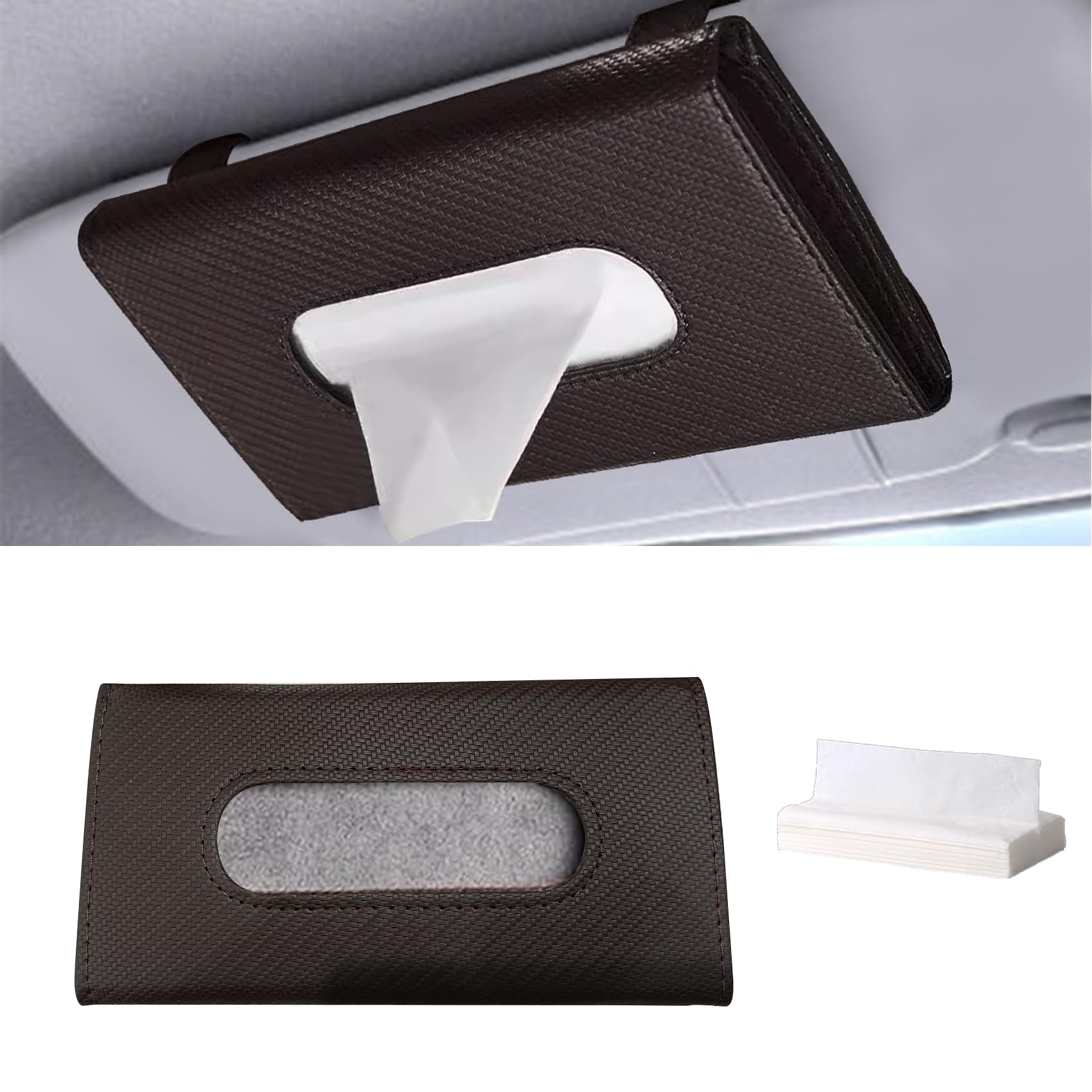 Amazon.com: Lecctso Car Tissue Holder, Car Napkin Holder, Premium PU ...
