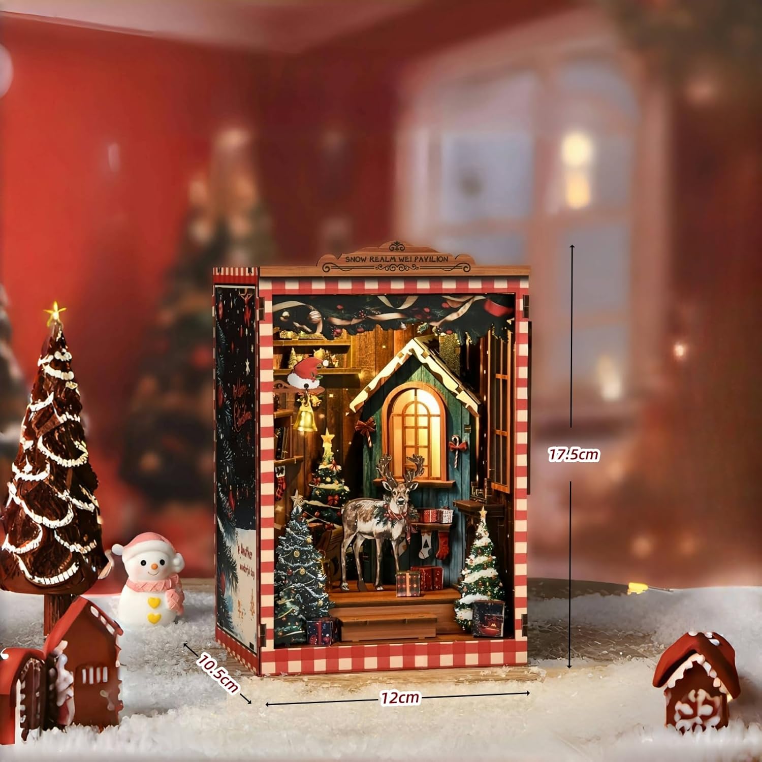 Snow Realm Pavilion Mini DIY Book Nook Kit - kingstora.com