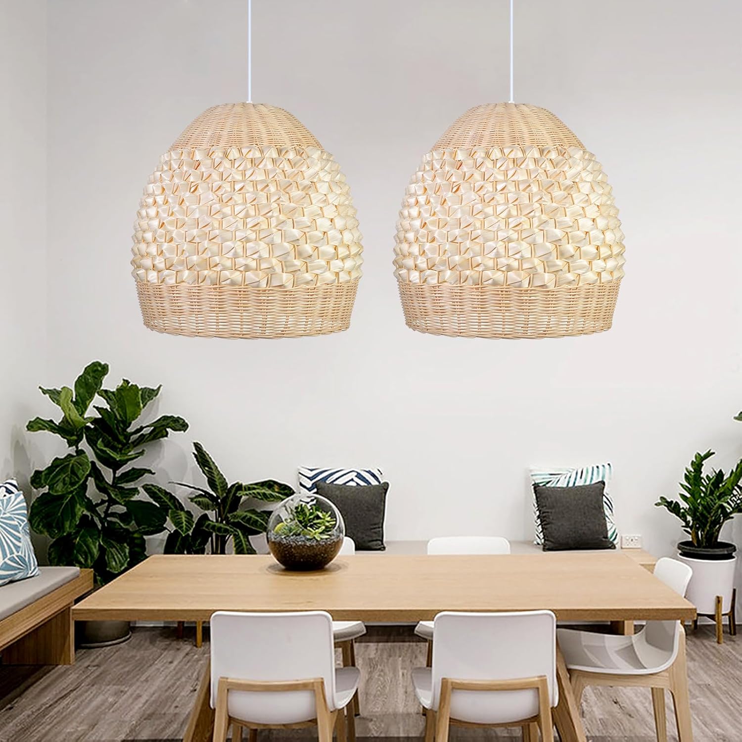 Amazon.com: Arturesthome Boho Wicker Chandelier, Rustic Rattan Basket ...