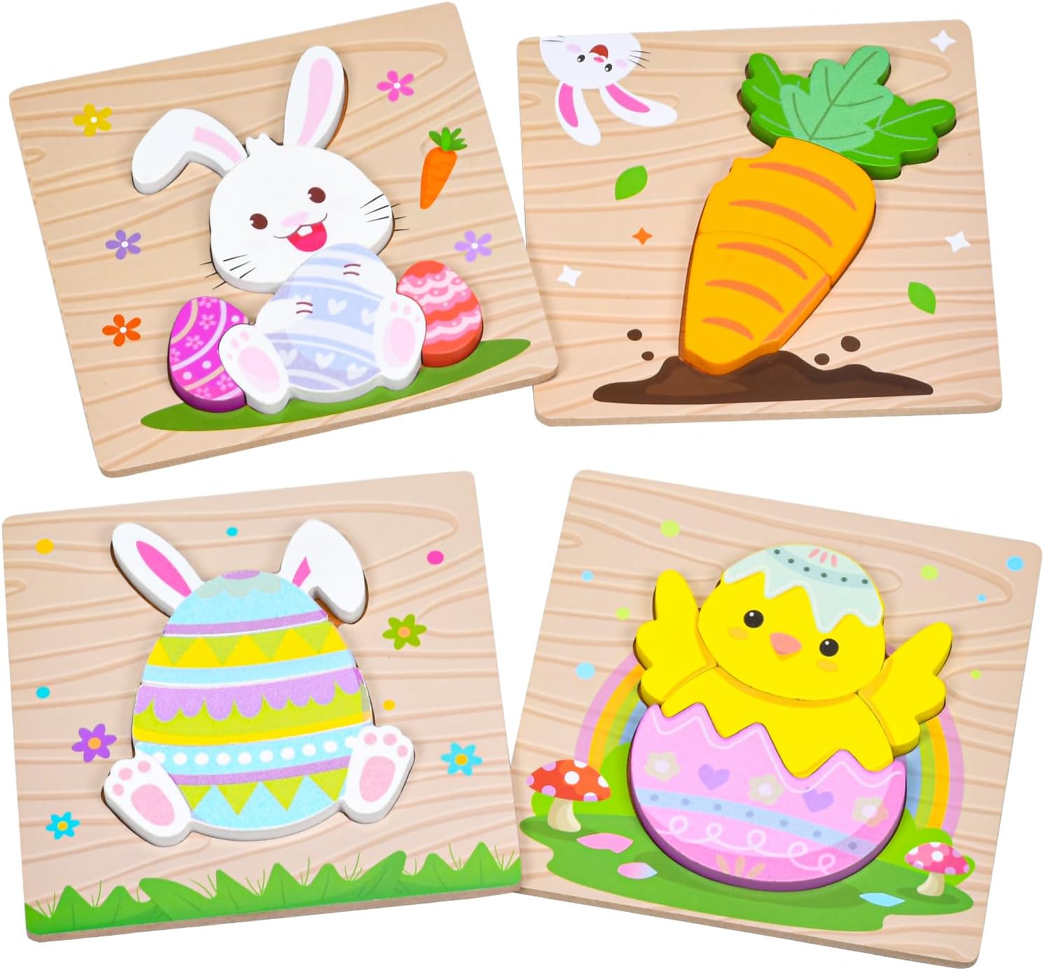 Amazon.com: 4 Pack Easter Wooden Puzzles for Kids Toddler Easter Basket ...
