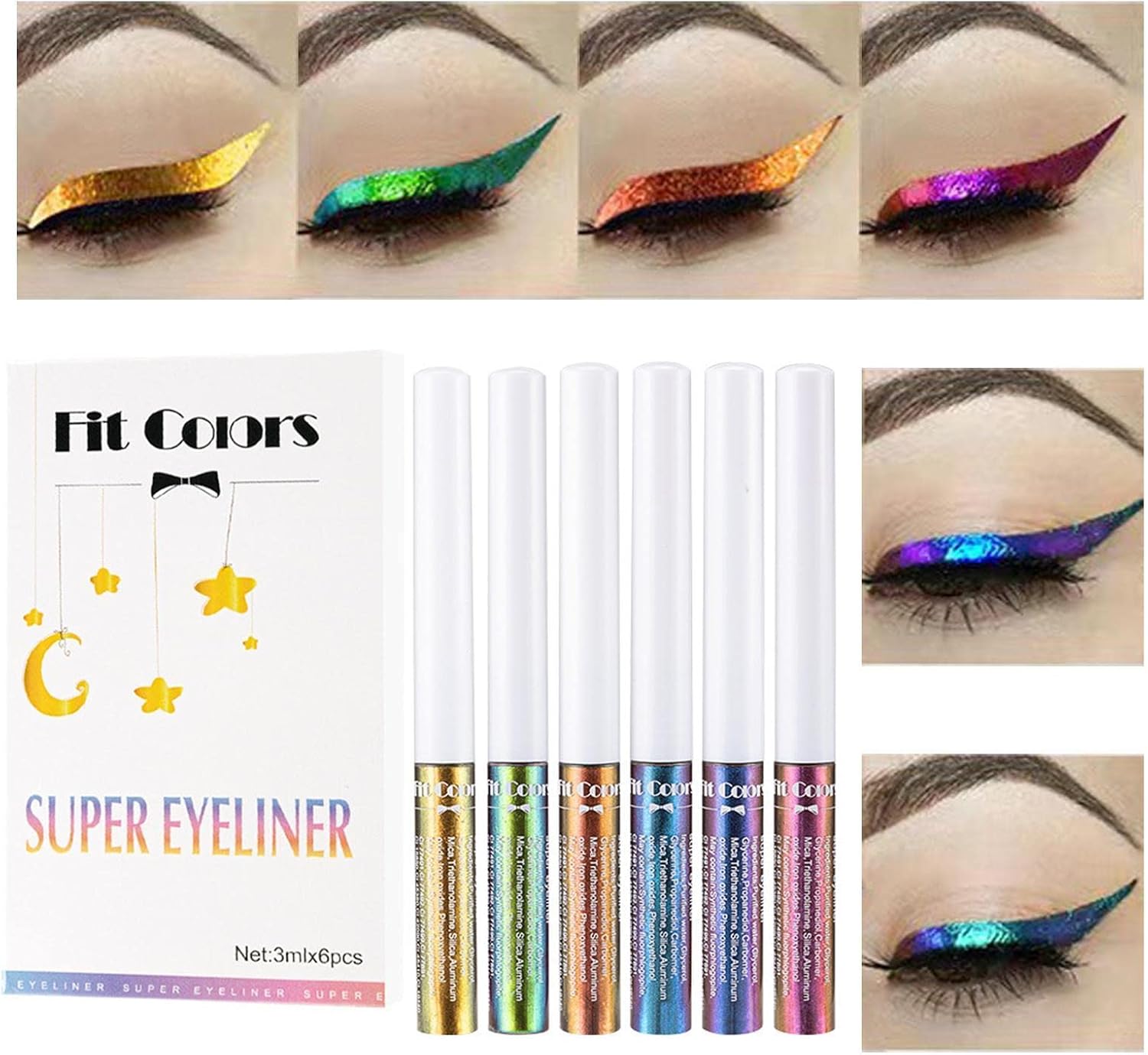 Rianpesn Juego de delineador de Ojos líquido Colorido - Juego de ...