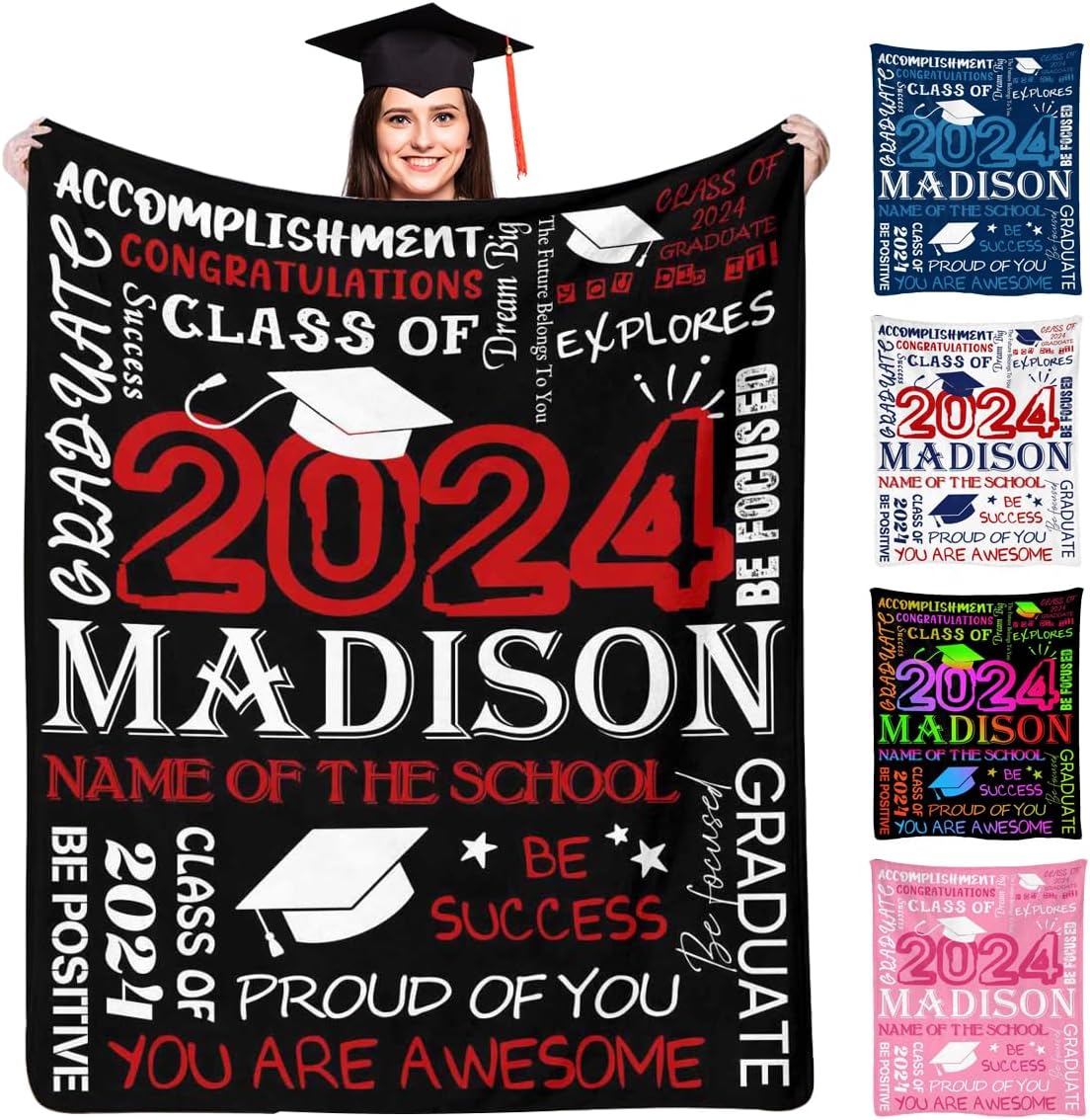 Amazon.com: MyPupSocks Custom Graduation Blanket for Him, Personalized ...