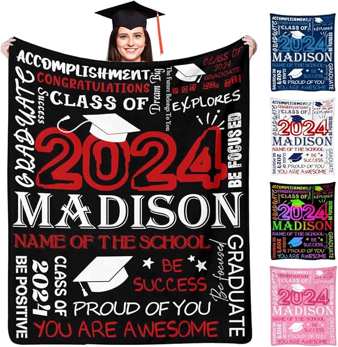 Amazon.com: MyPupSocks Custom Graduation Blanket for Him, Personalized ...