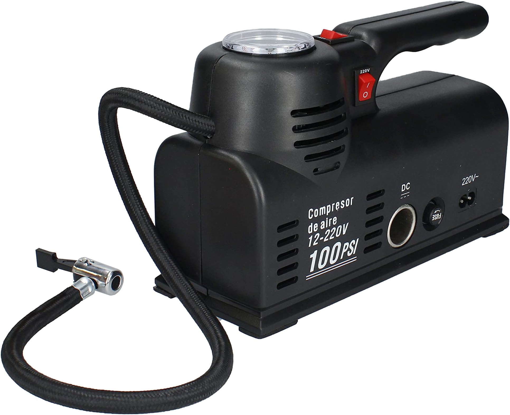Ferrestock CA105 - Mini compressore per auto, DC 12 V e 220 V, con ...