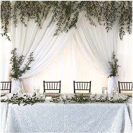 Amazon.com: White Sheer Backdrop Curtain 9.8ft by 8ft Chiffon Backdrop ...