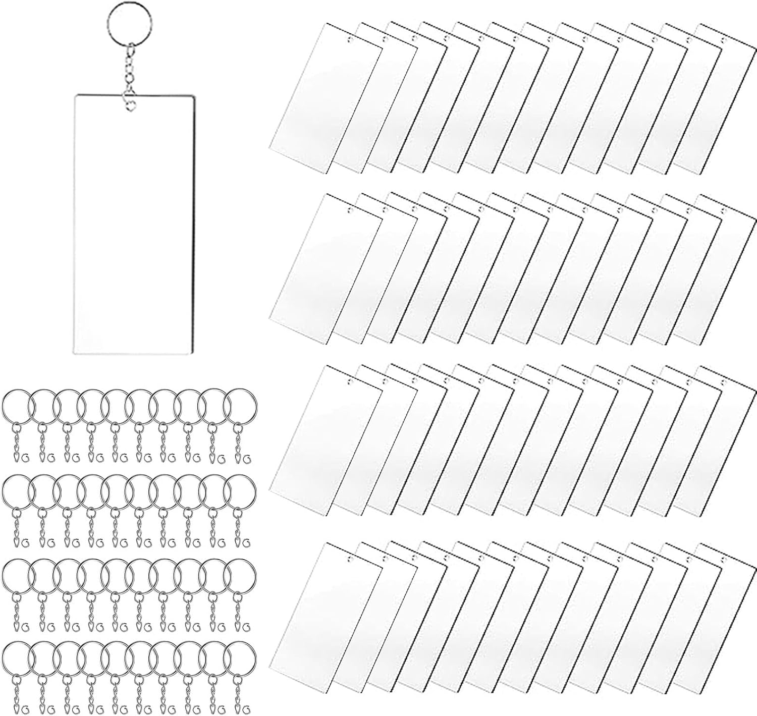 Amazon.com: 48 Sets of Acrylic Keychain Blanks Including Rectangle ...