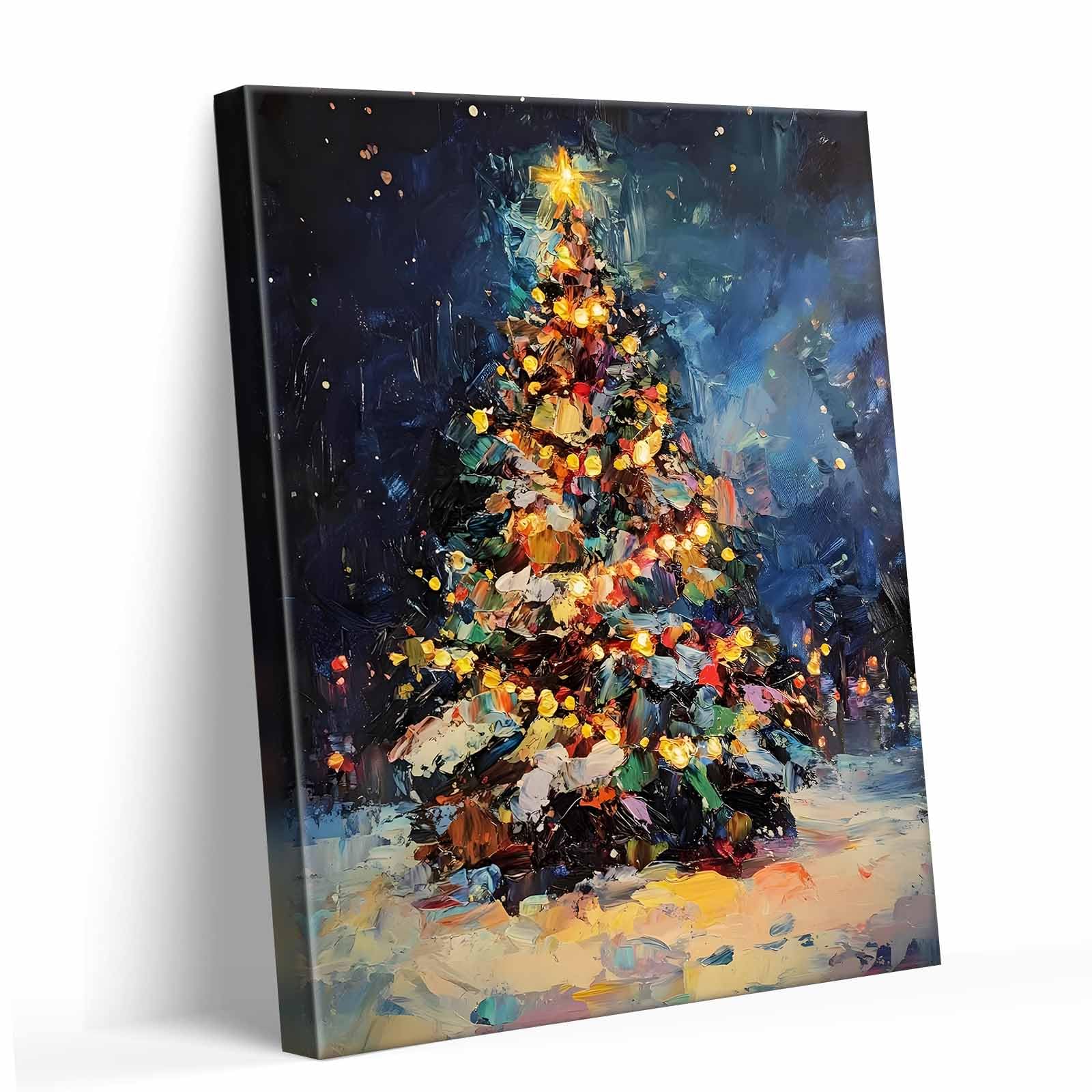 Amazon.com: Christmas Tree Canvas Wall Art Decor - Vibrant Holiday ...