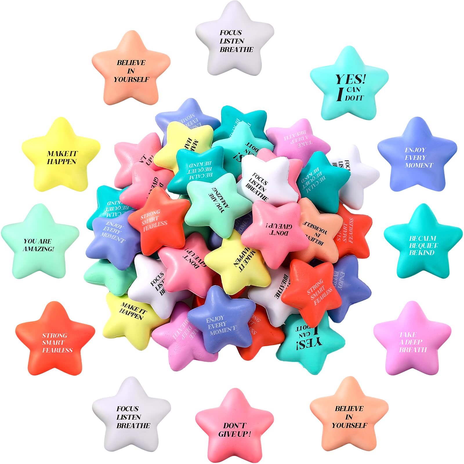 Amazon.com: Jerify 120 Pcs Star Stress Balls with Quotes Motivational ...