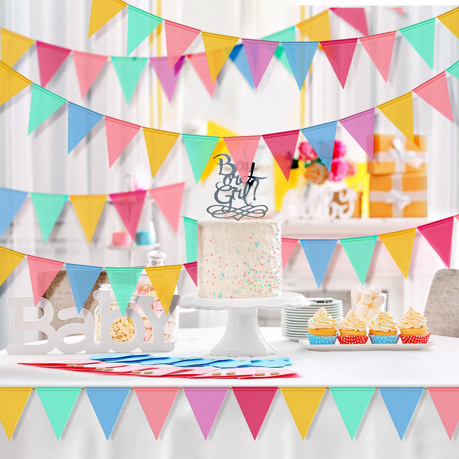 Snapklik.com : 72pcs Colorful Pennant Banner Flags 79ft Rainbow ...