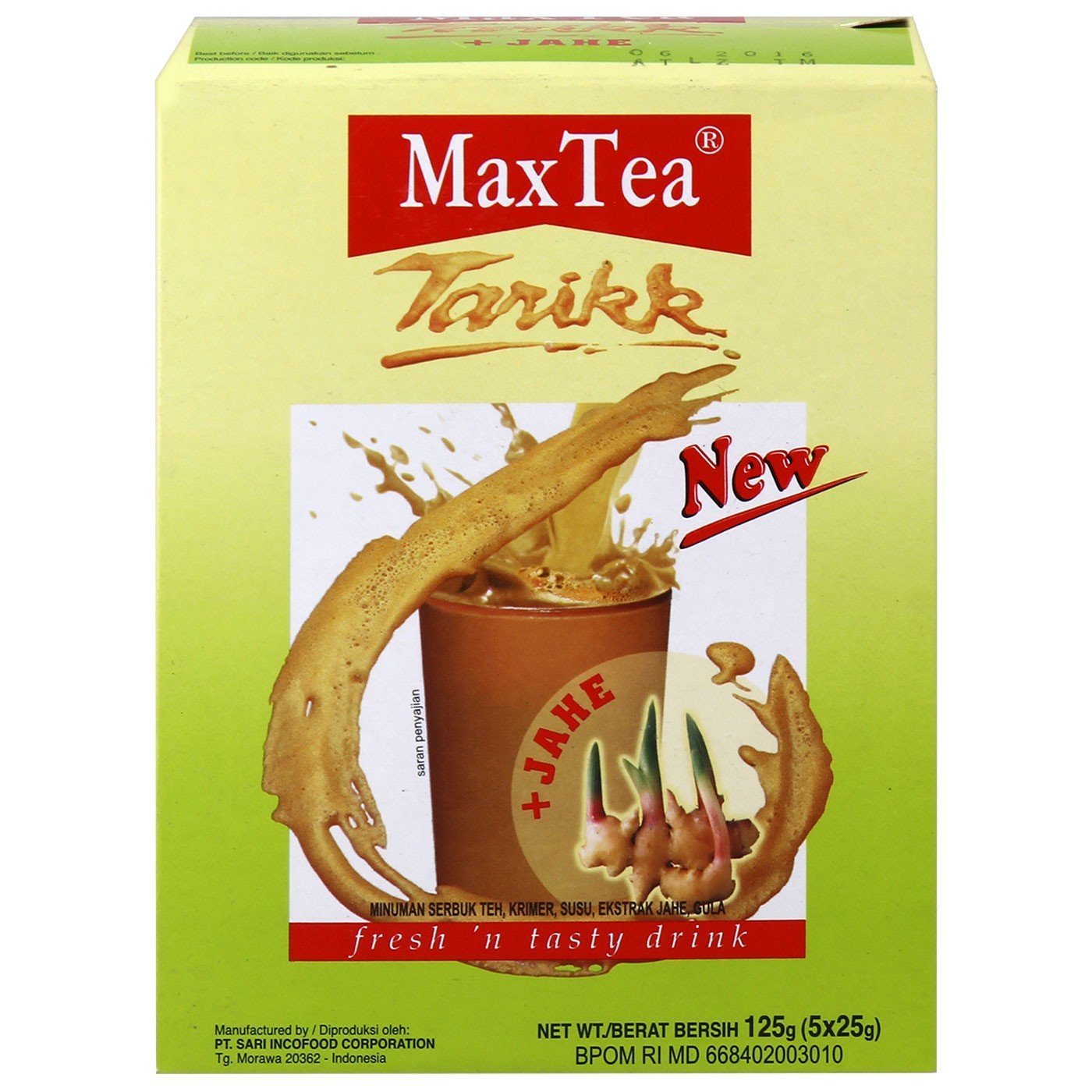 Amazon.com: Max Tea Teh Tarikk Jahe (plus Ginger) 5-ct, 125 Gram ...