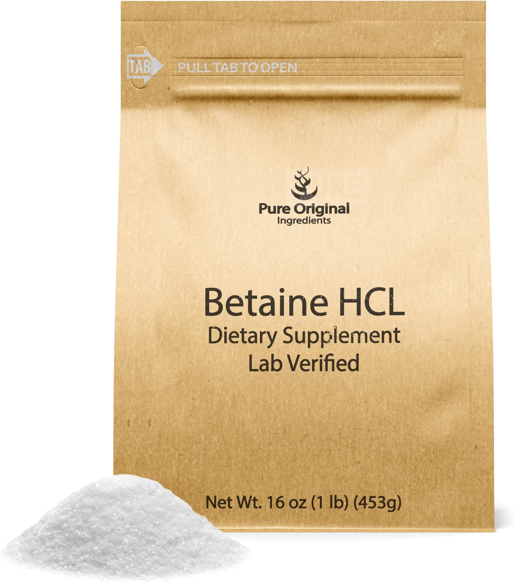 Amazon.com: PURE ORIGINAL INGREDIENTS Betaine HCL 1 lb, No Additives or ...