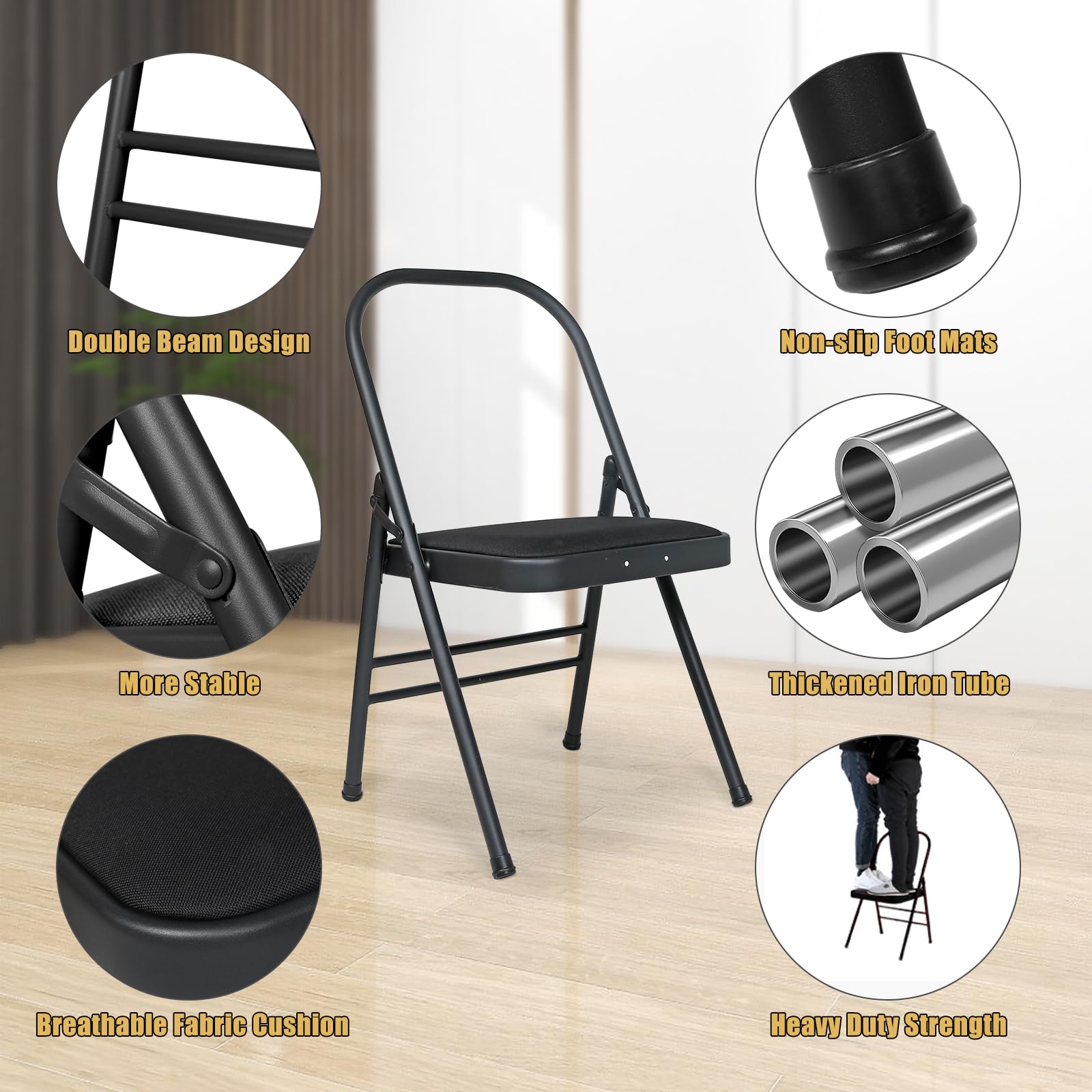 Snapklik.com : INNOLIFE Yoga Auxiliary Chair Foldable Backless Yoga ...