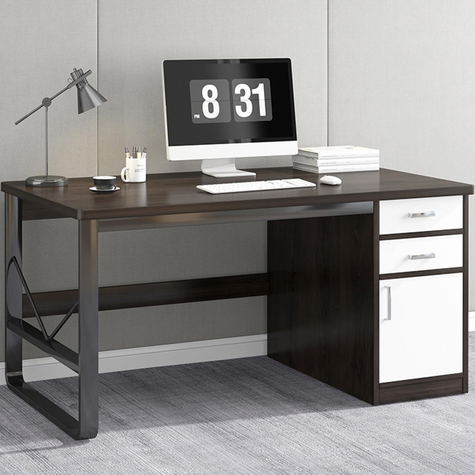 ECOBU Home Computer Desk with Drawers and Storage Cabinet, Study Desk ...
