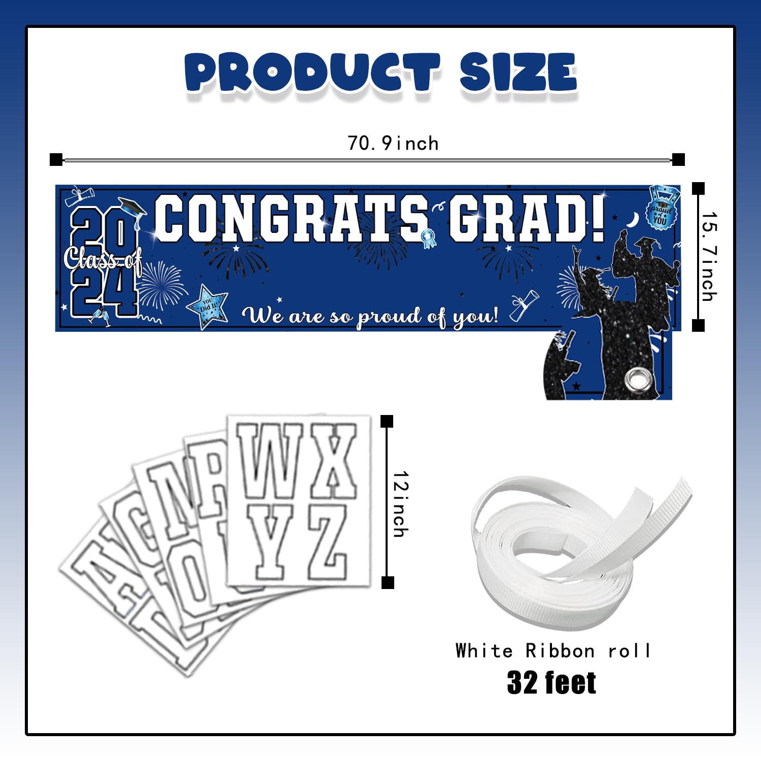 Snapklik.com : Graduation Banner 2024 Personalized, Blue Graduation ...