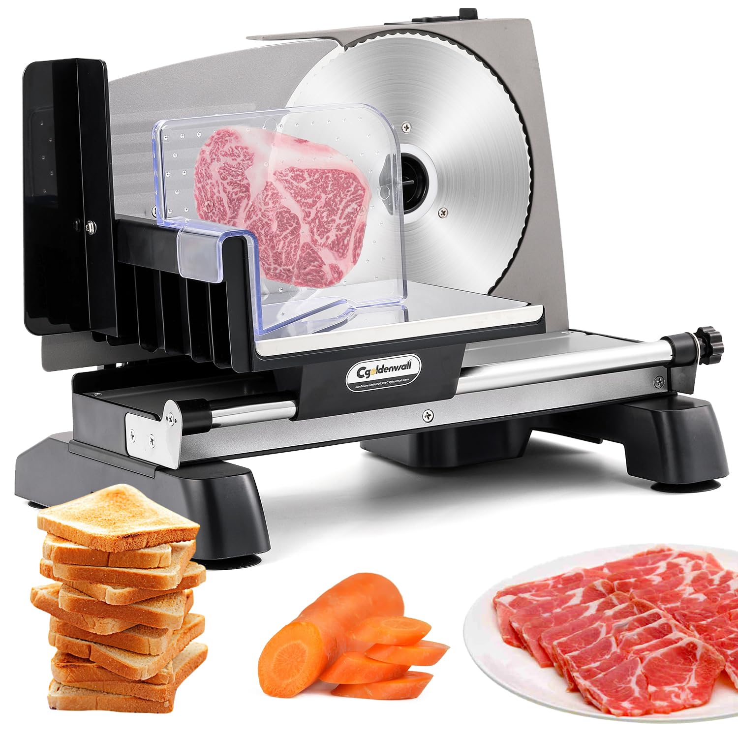 Amazon.com: CGOLDENWALL Meat Slicer Electric Food Slicer with 2 ...