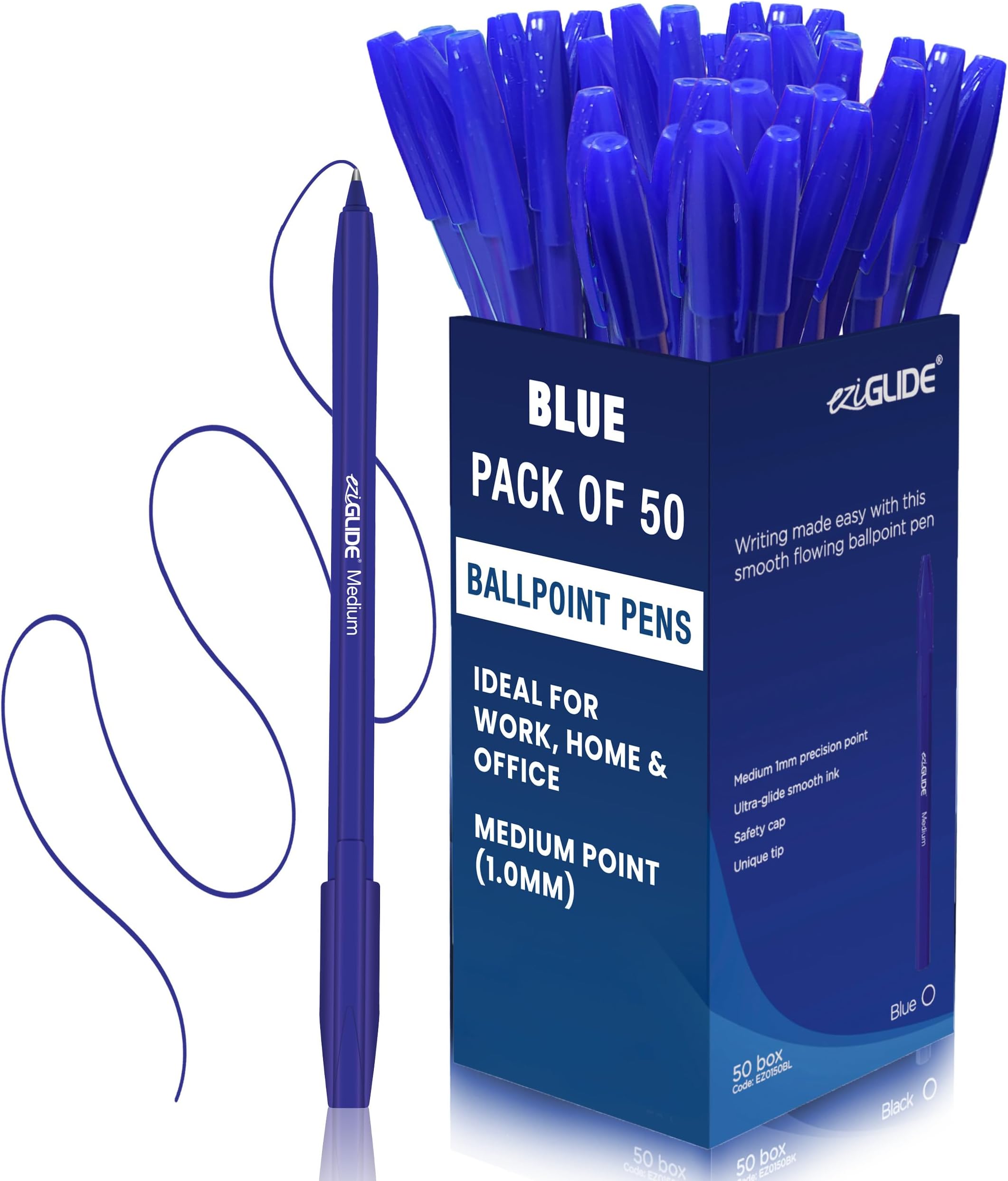 100 BLUE BALLPOINT PENS BIRO Stylostik Brand WITH GRIP 0.7MM LINE ...