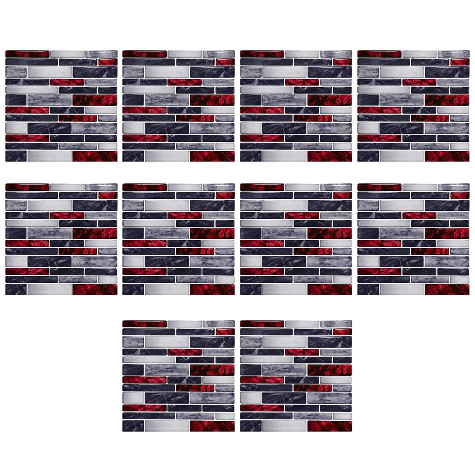 TUNKENCE 10-Sheet Stick On Kitchen Backsplash Tiles Mosaic Art Tiles ...