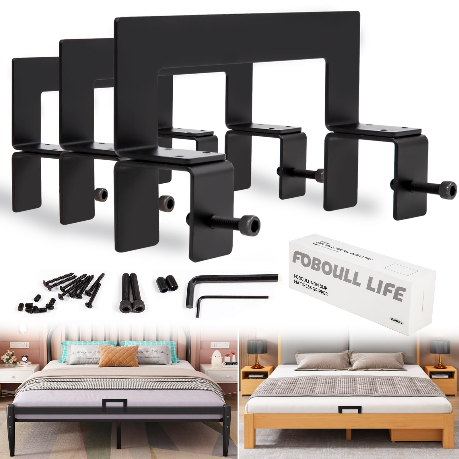 Amazon.com - Foboull Bed Frame Non-Slip Mattress Gripper - Mattress ...