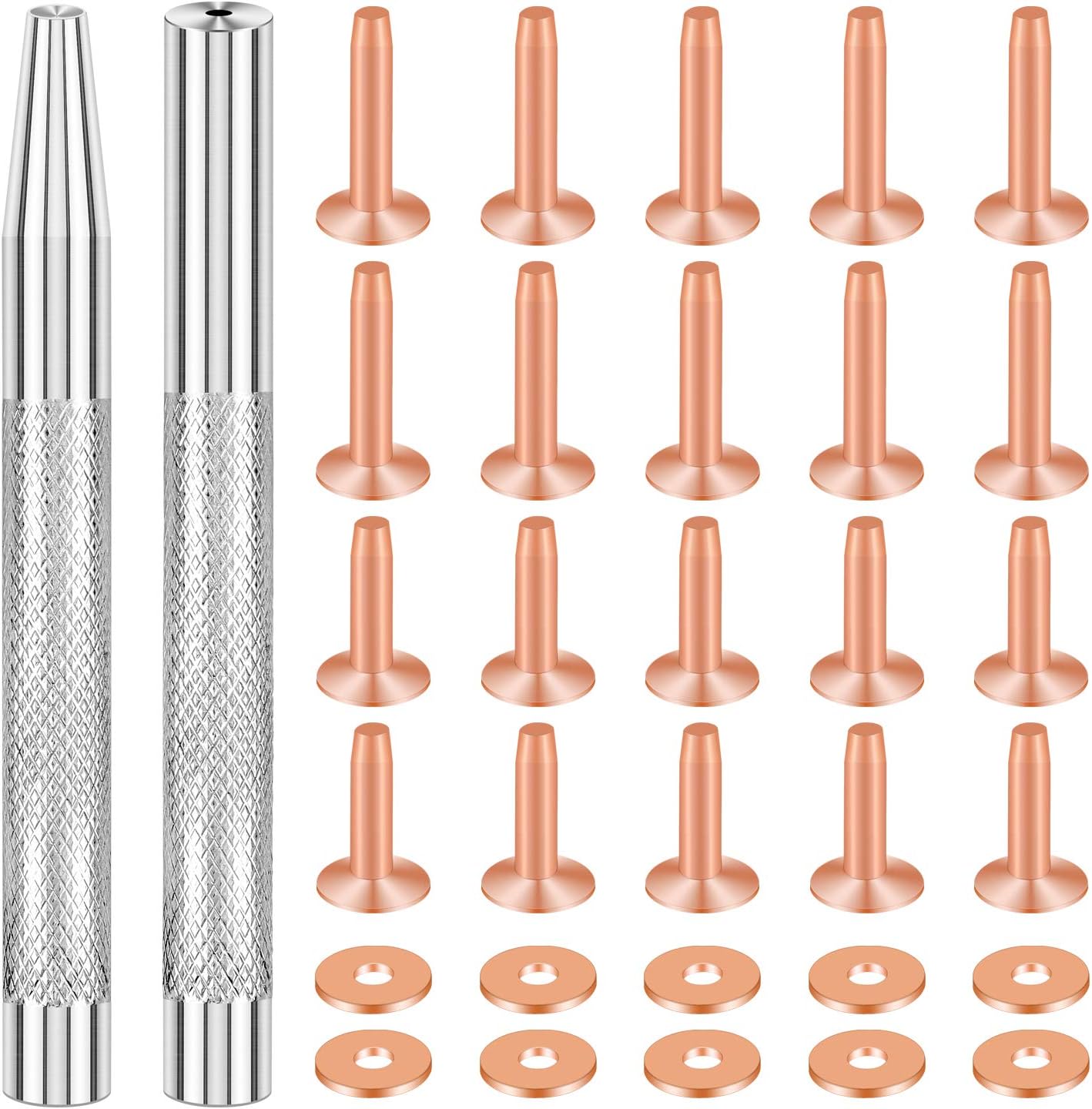 SelfTek 20Pack Copper Rivets and Burrs (14mm and 19mm) with 2Pcs Punch ...