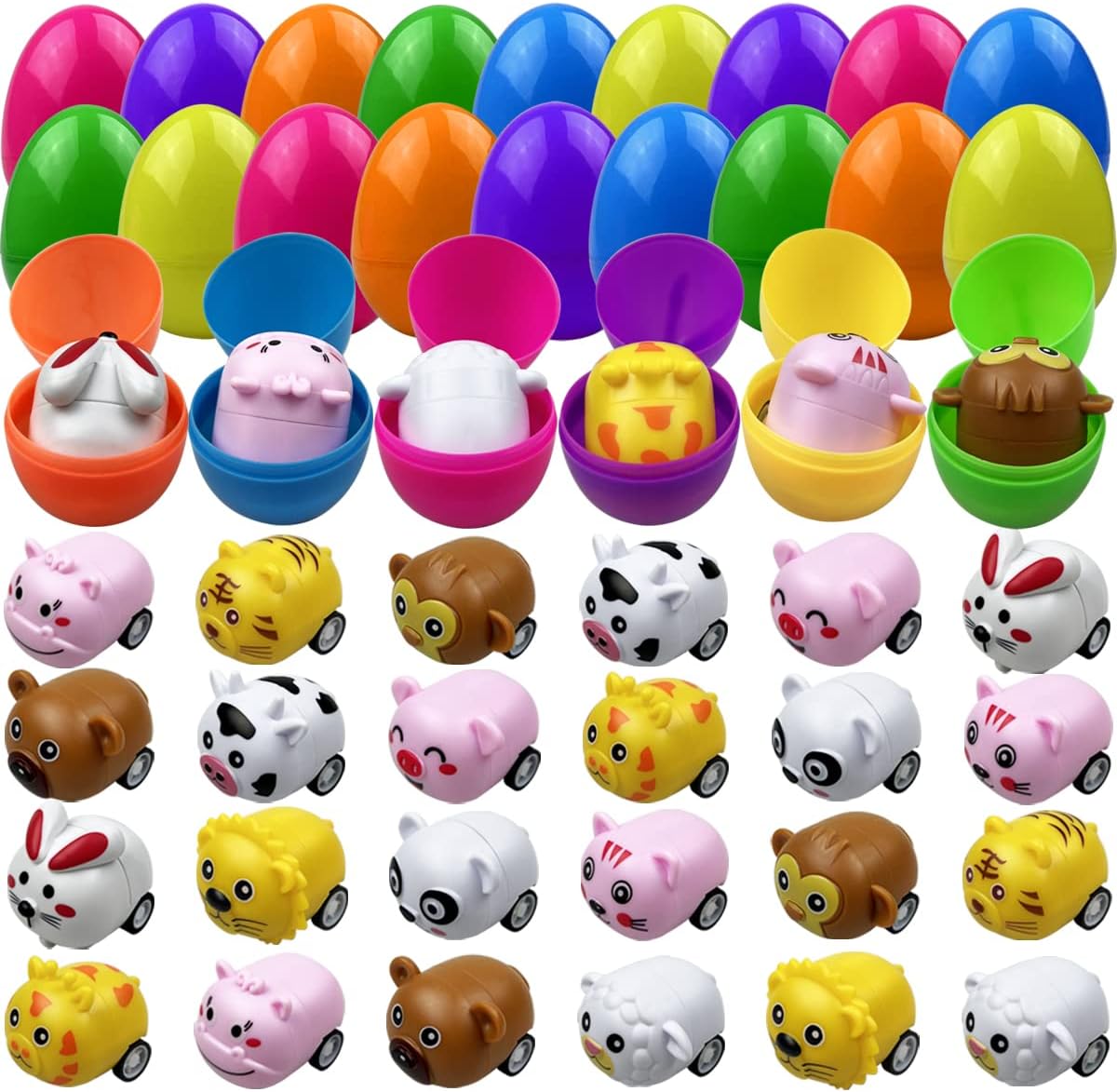 Amazon.com: QINGQIU 24 Pack Prefilled Plastic Easter Eggs with Mini ...