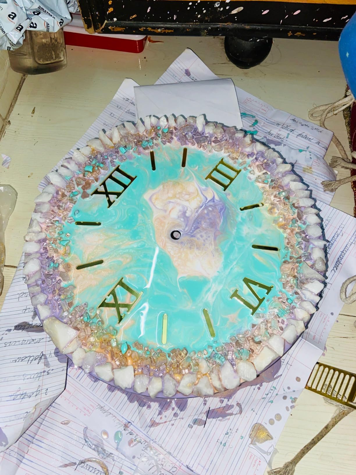 Buy Evens More DIY Resin Art Clock Making Kit - Resin, 12" Round MDF ...