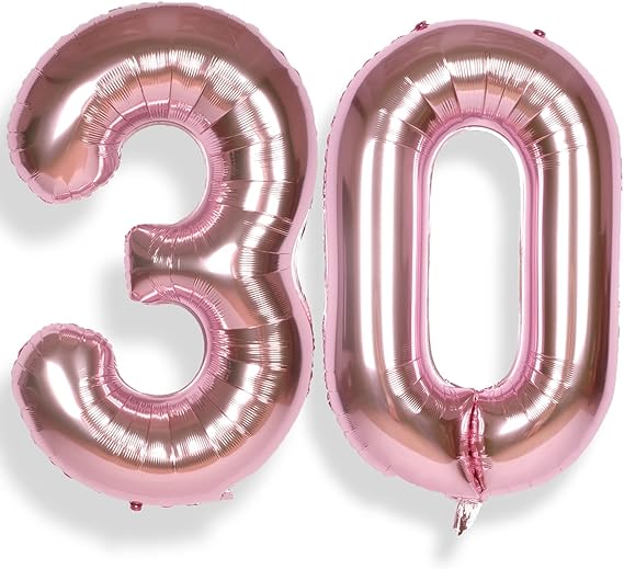 Amazon.com: AULE 40 Inch Large 30 Number Balloons Rose Gold Big Foil ...