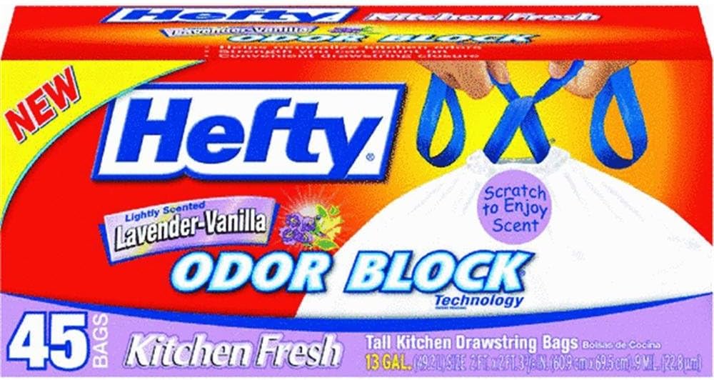 Amazon.com: Hefty Odor Block Tall Kitchen Bags, Lavender Vanilla, 45 ...