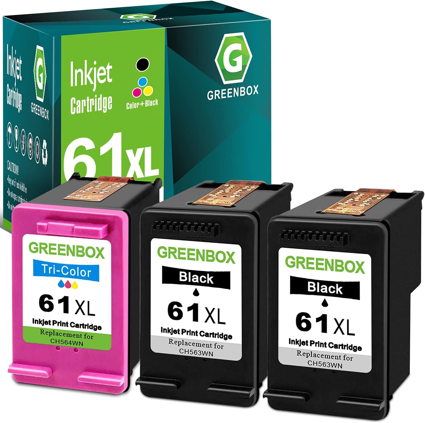 Amazon.com: GREENBOX 3 Pack 61XL Ink Remanufactured Ink Cartridge 61XL ...