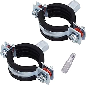 SKIR'CO (2 pcs) Pipe Brackets with Rubber Linings for 26-30 mm Pipes ...